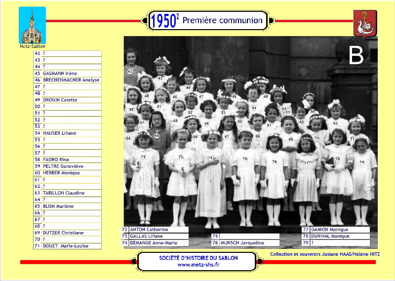 Filles Premiere Communion 1950